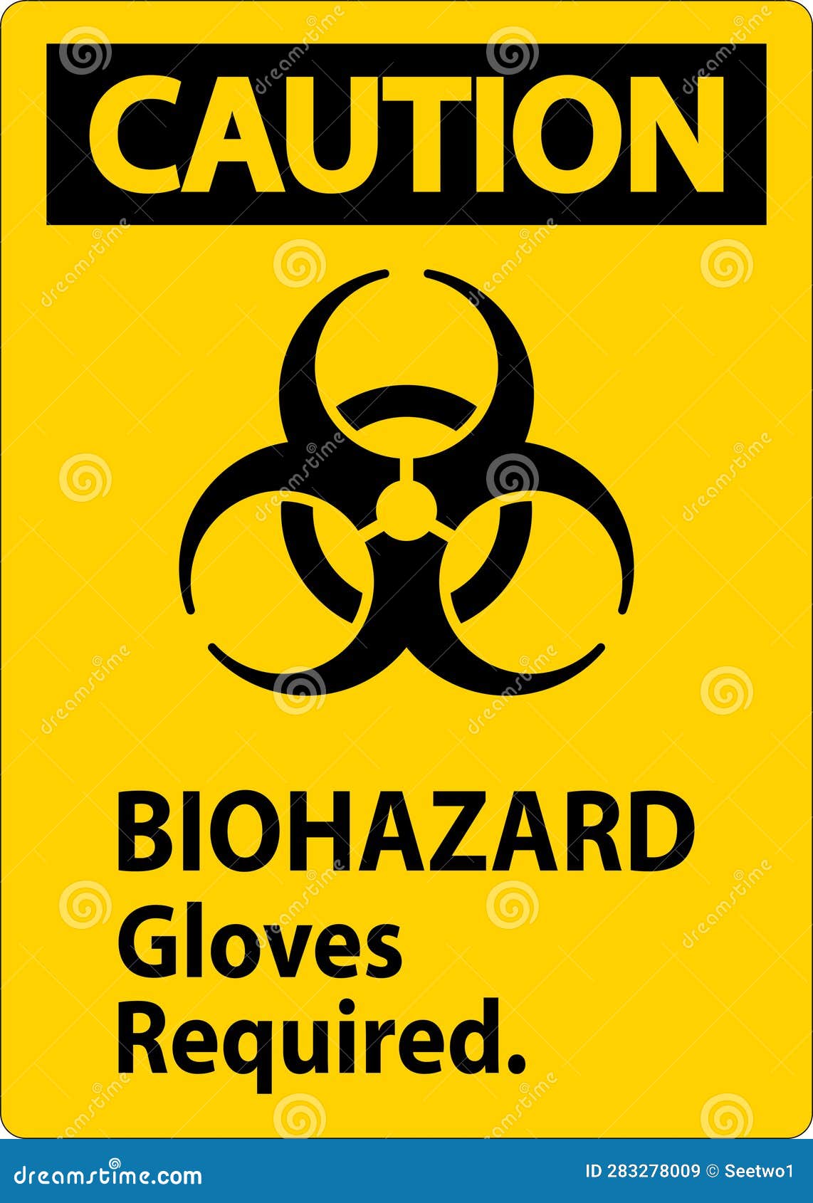Biohazard Caution Label Biohazard Gloves Required Stock Vector ...