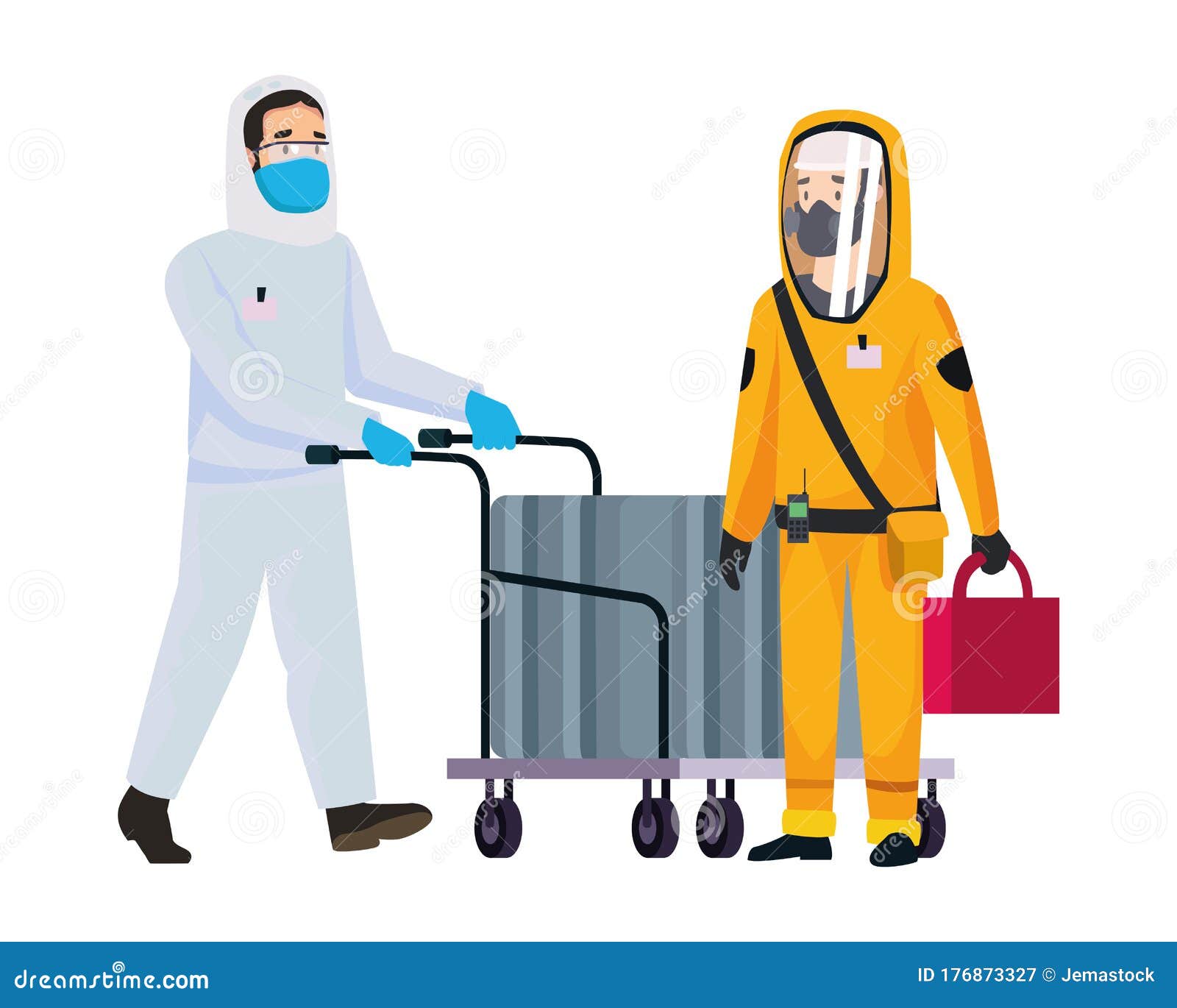 Biohazard Cleaning Persons with Special Suits Characters Stock Vector ...