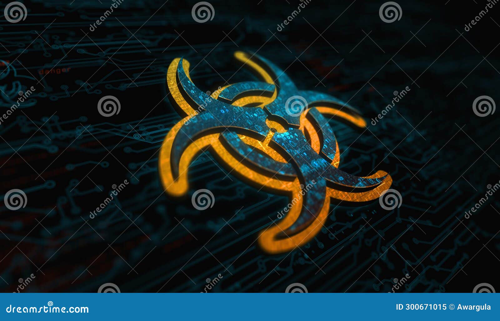Biohazard Danger Alert Symbol Digital Concept 3d Illustration Stock ...