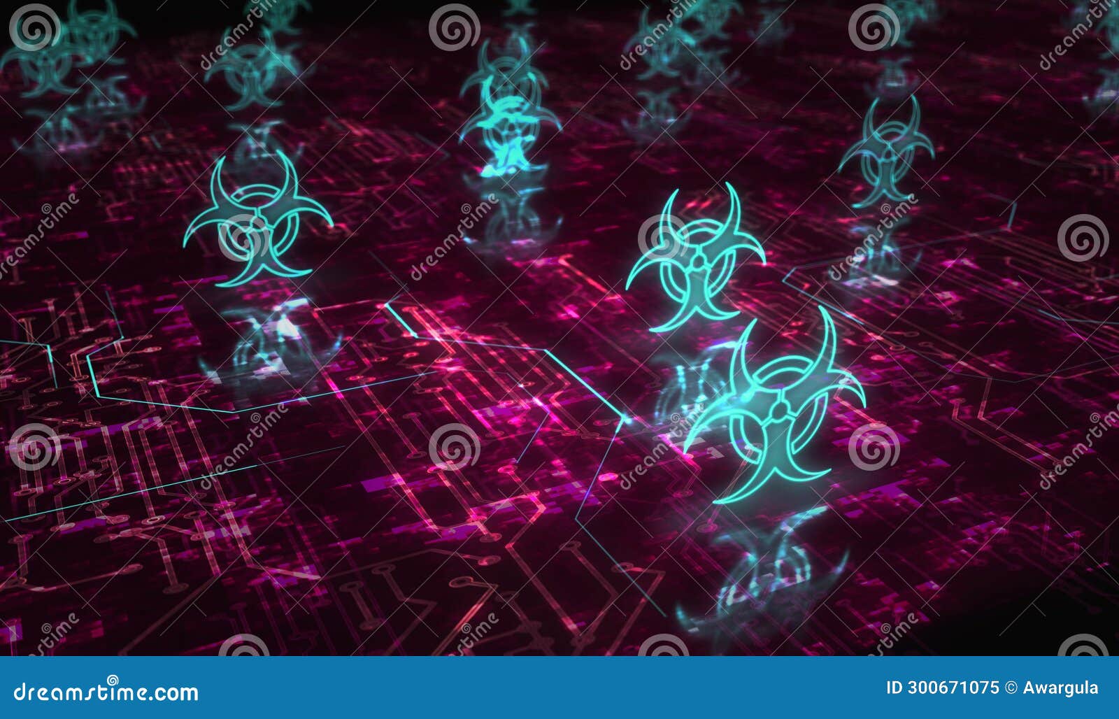 Biohazard Danger Alert Symbol Digital Concept 3d Illustration Stock ...