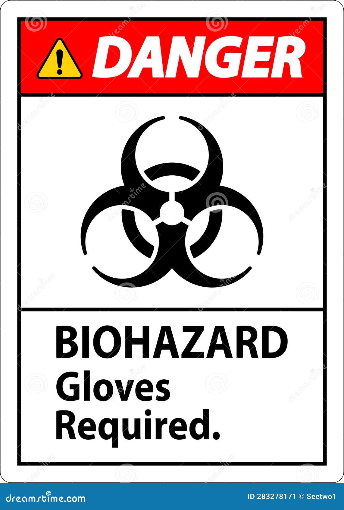 Biohazard Danger Label Biohazard Gloves Required Stock Vector ...
