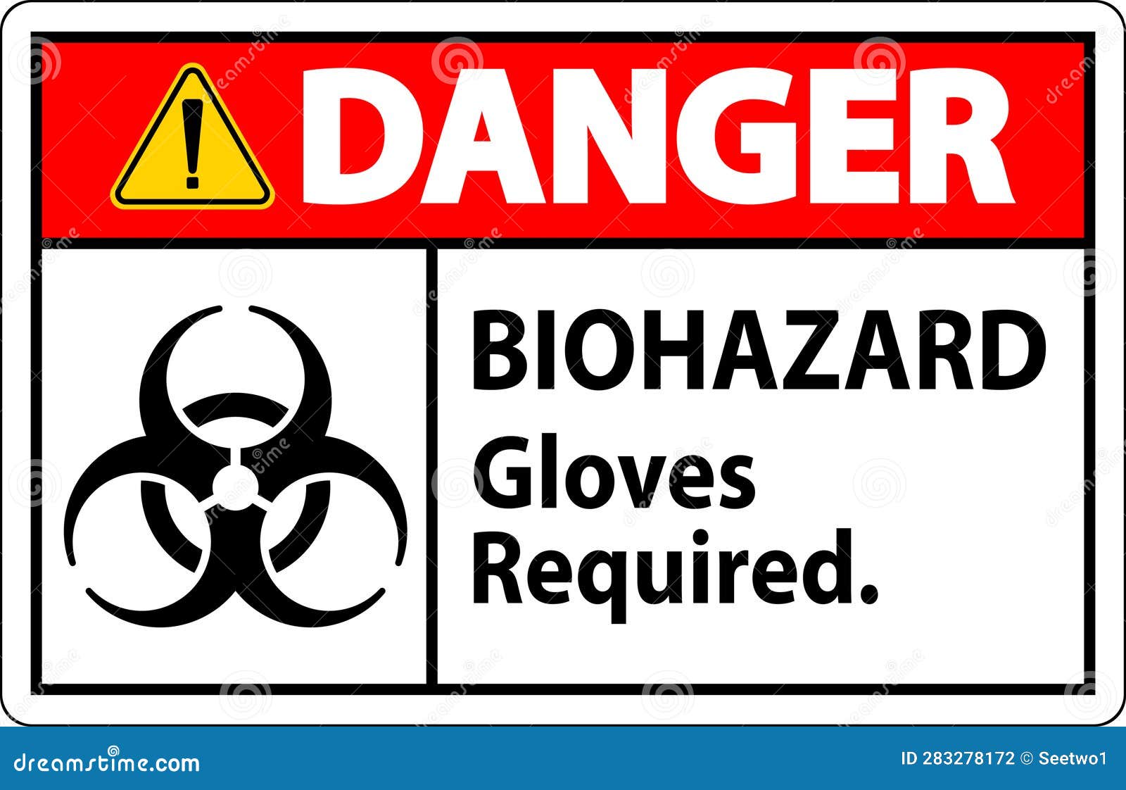 Biohazard Danger Label Biohazard Gloves Required Stock Vector ...