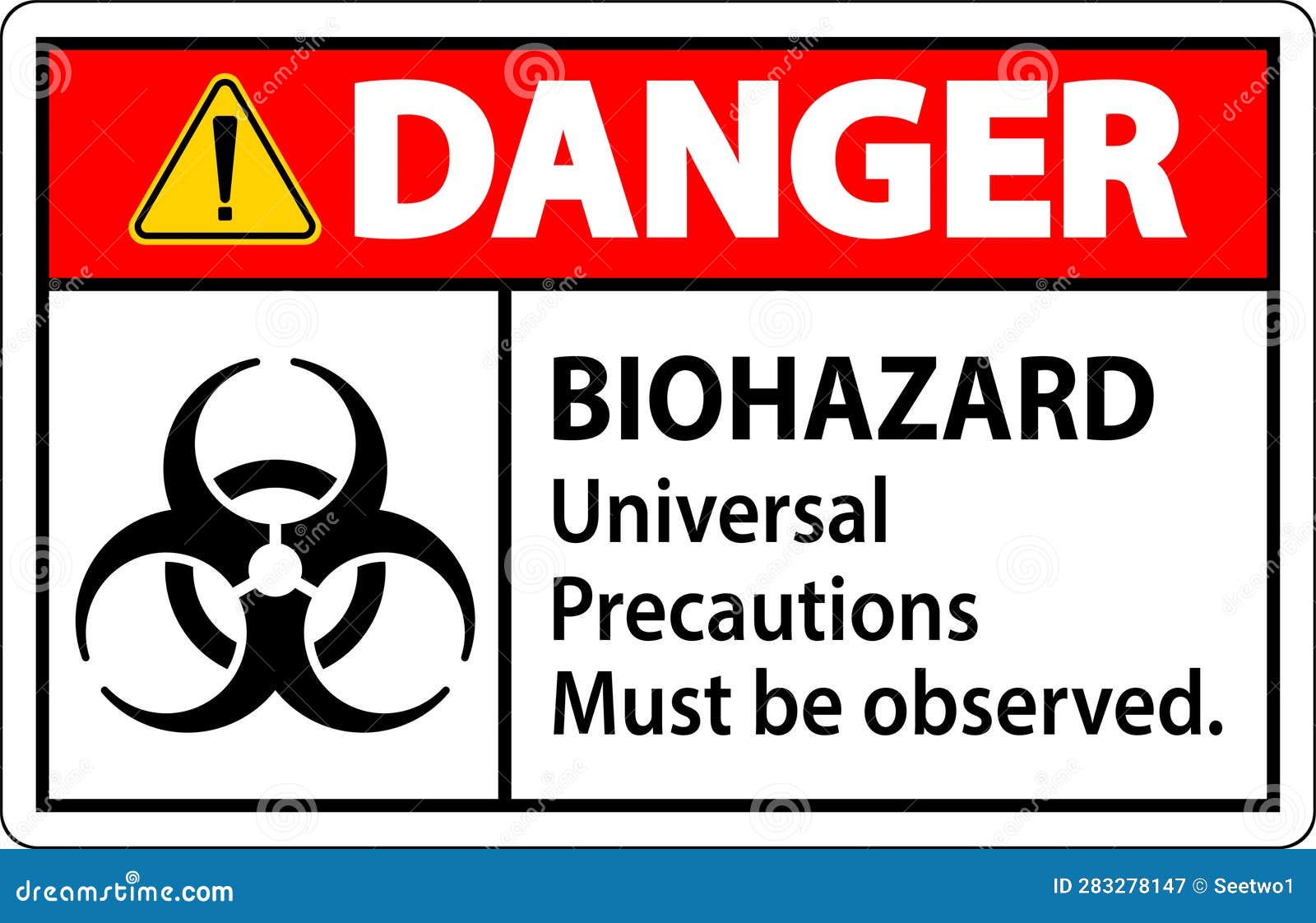 Biohazard Danger Label Biohazard Universal Precautions Must Be Observed ...