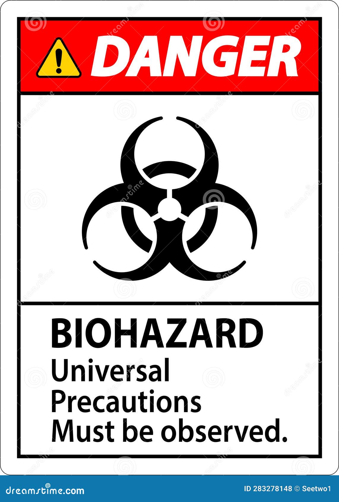 Biohazard Danger Label Biohazard Universal Precautions Must Be Observed ...