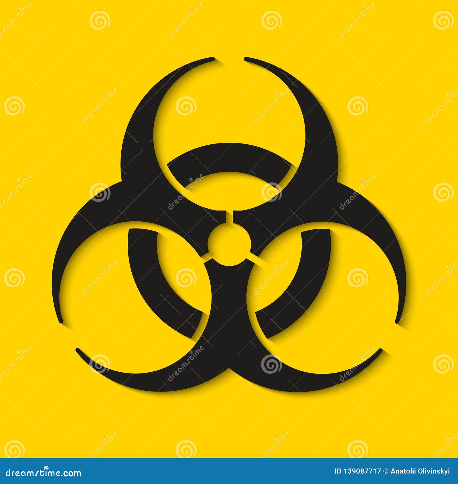 Biohazard Dangerous Sign Isolated on Yellow Background. Vector ...