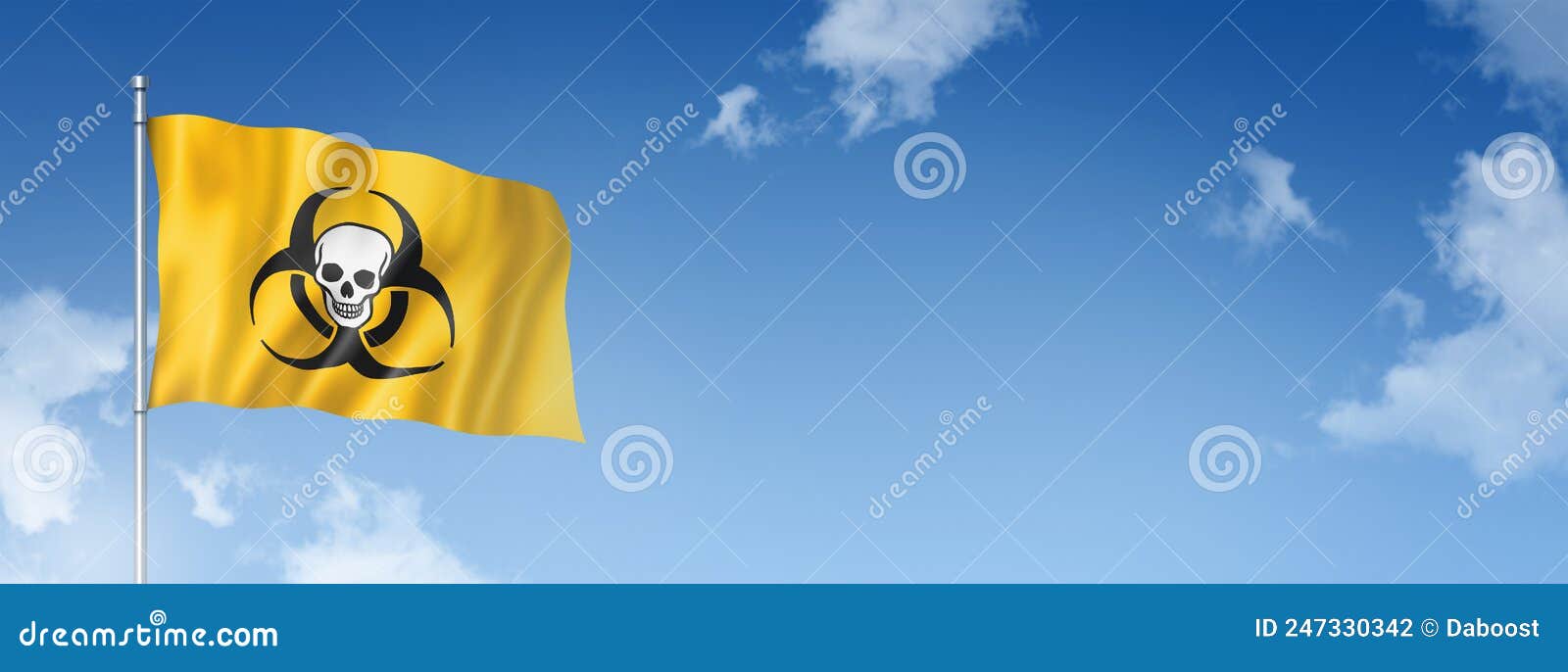 Biohazard Flag Isolated on a Blue Sky Stock Illustration - Illustration ...