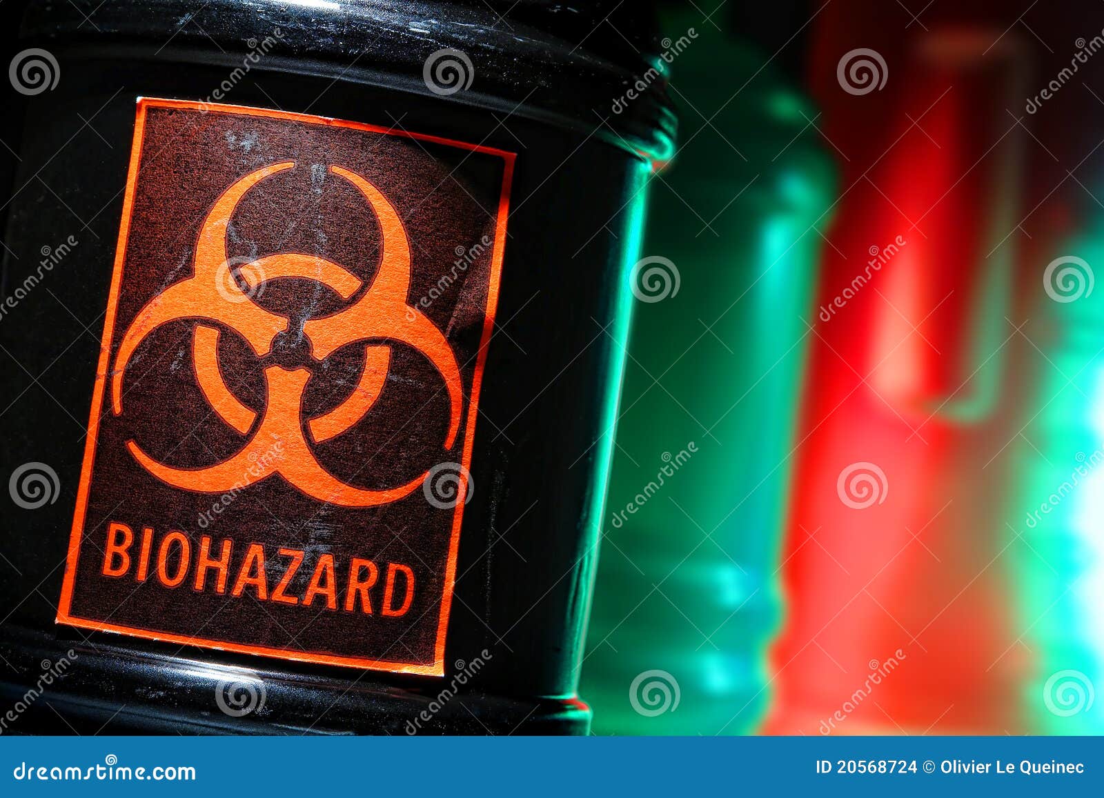 Biohazard Label on Dangerous Waste Container Stock Photo - Image of ...