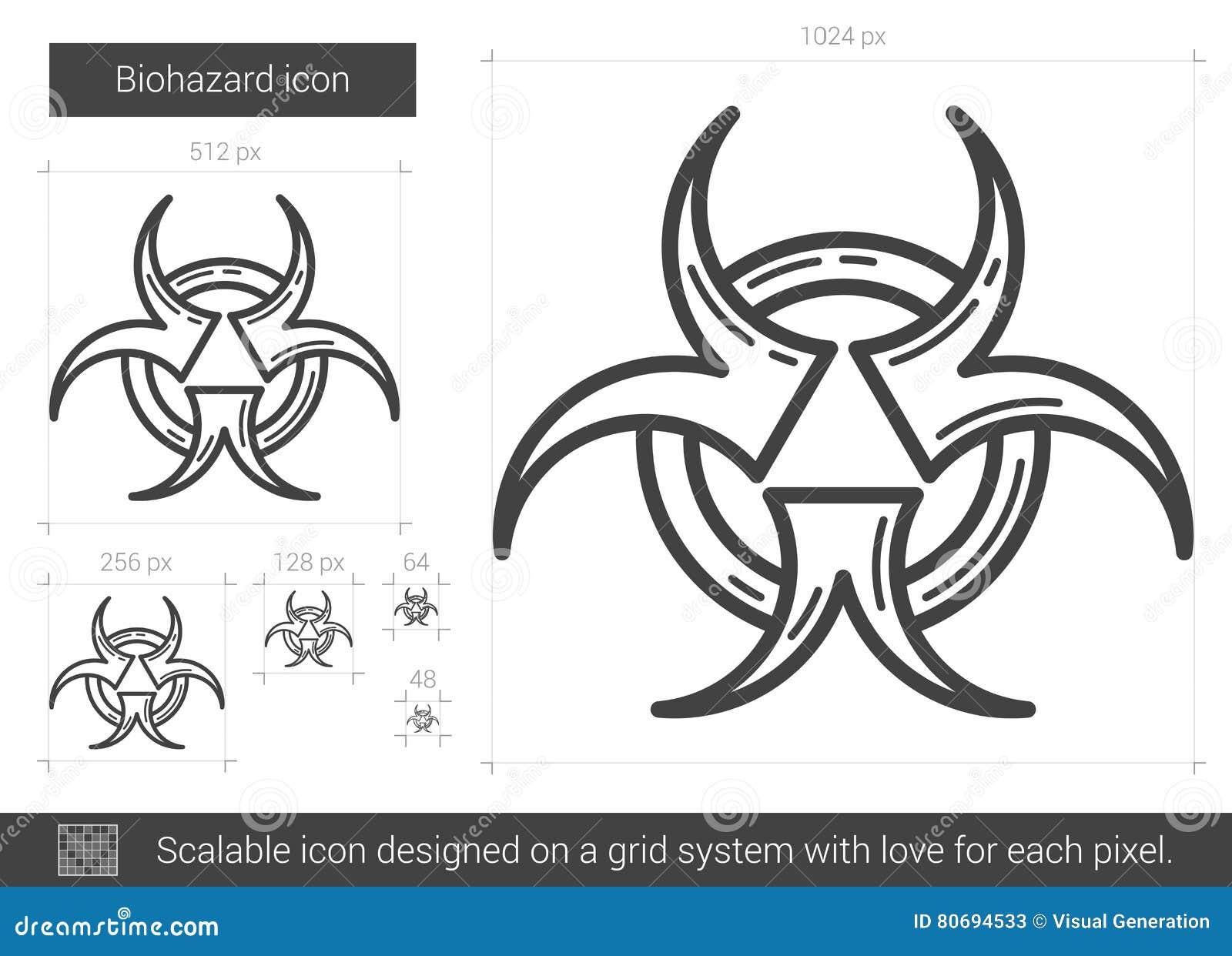 Biohazard line icon. stock vector. Illustration of medical - 80694533