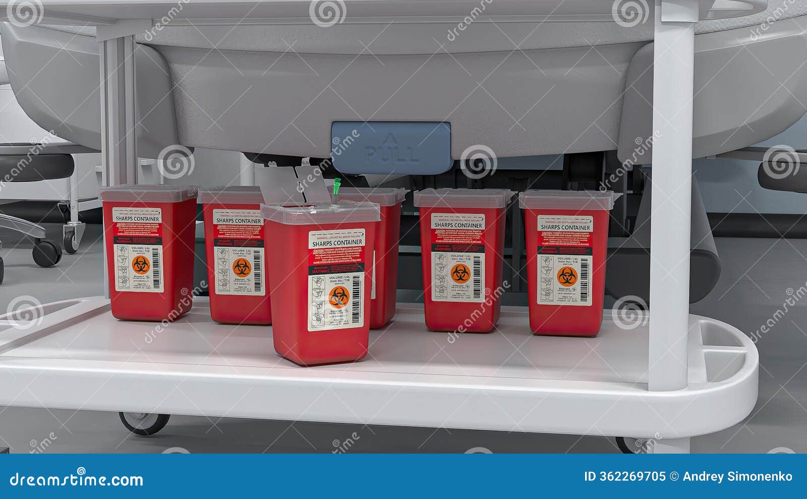 Biohazard Medical Container with Sharps Waste Inside Stock Image ...