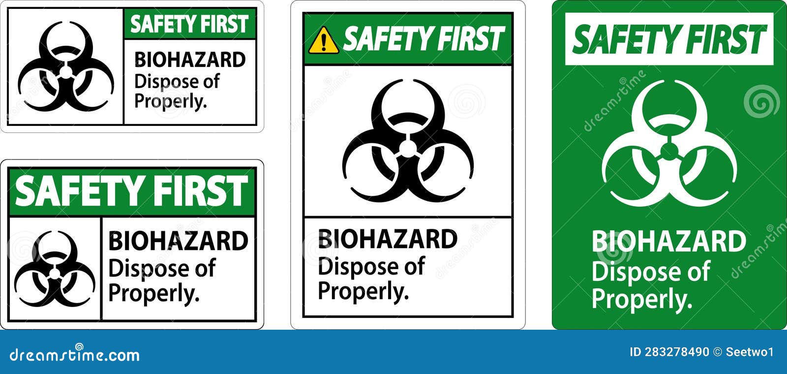 Biohazard Safety First Label Biohazard Dispose of Properly Stock Vector ...