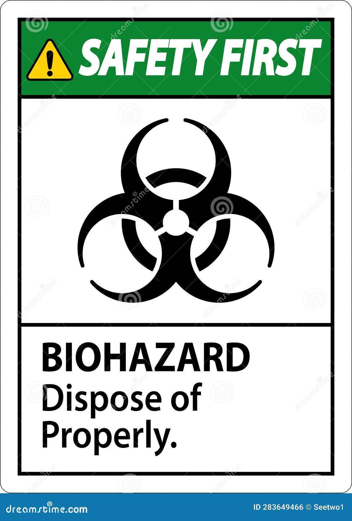 Biohazard Safety First Label Biohazard Dispose of Properly Stock Vector ...