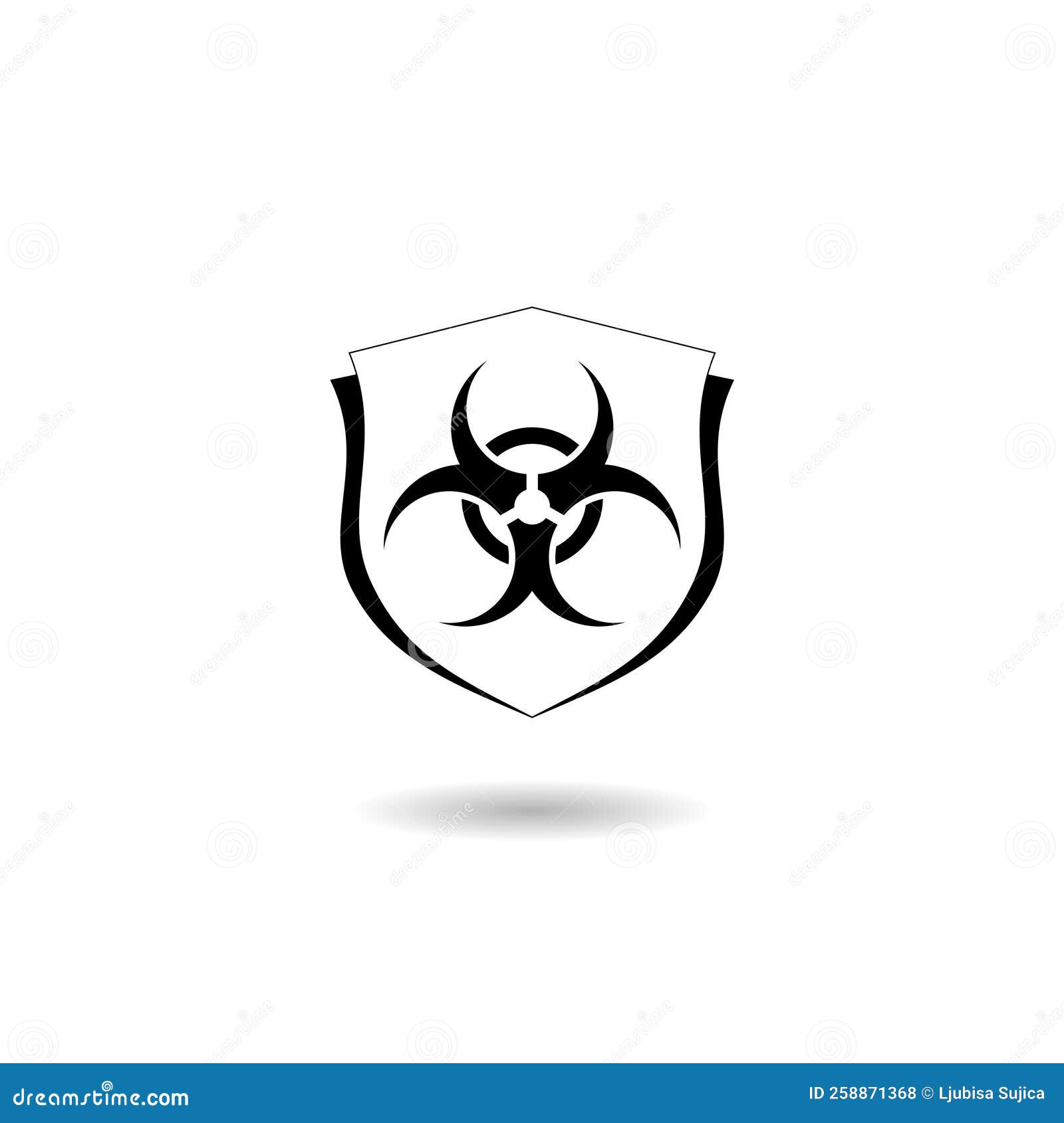 Biohazard Shield Logo Icon with Shadow Stock Vector - Illustration of ...