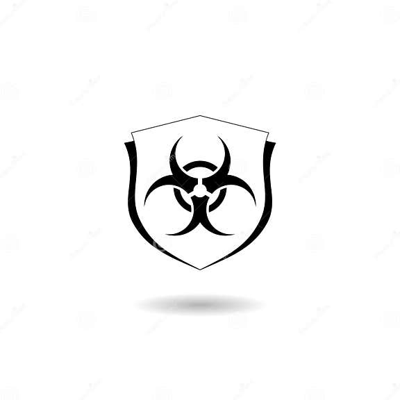 Biohazard Shield Logo Icon with Shadow Stock Vector - Illustration of ...