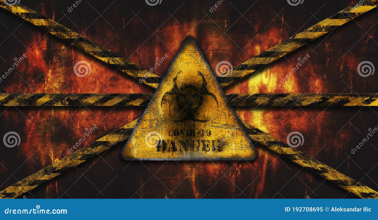 Biohazard Sign Over Blazing Fire and Flames 3D Rendering Stock ...