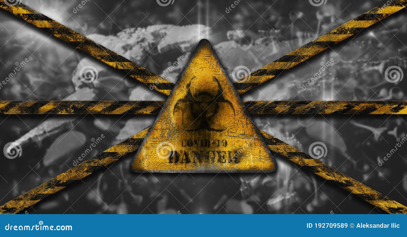 Biohazard Sign Over World Map Blazing in Fire and Flames 3D Rendering ...