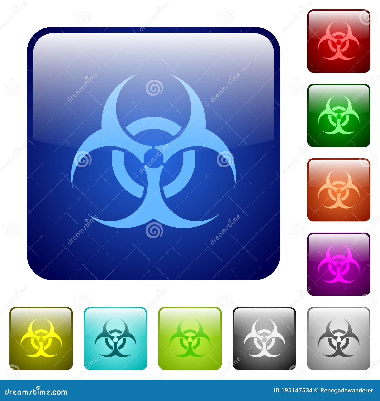 Biohazard Sign Color Square Buttons Stock Vector - Illustration of ...