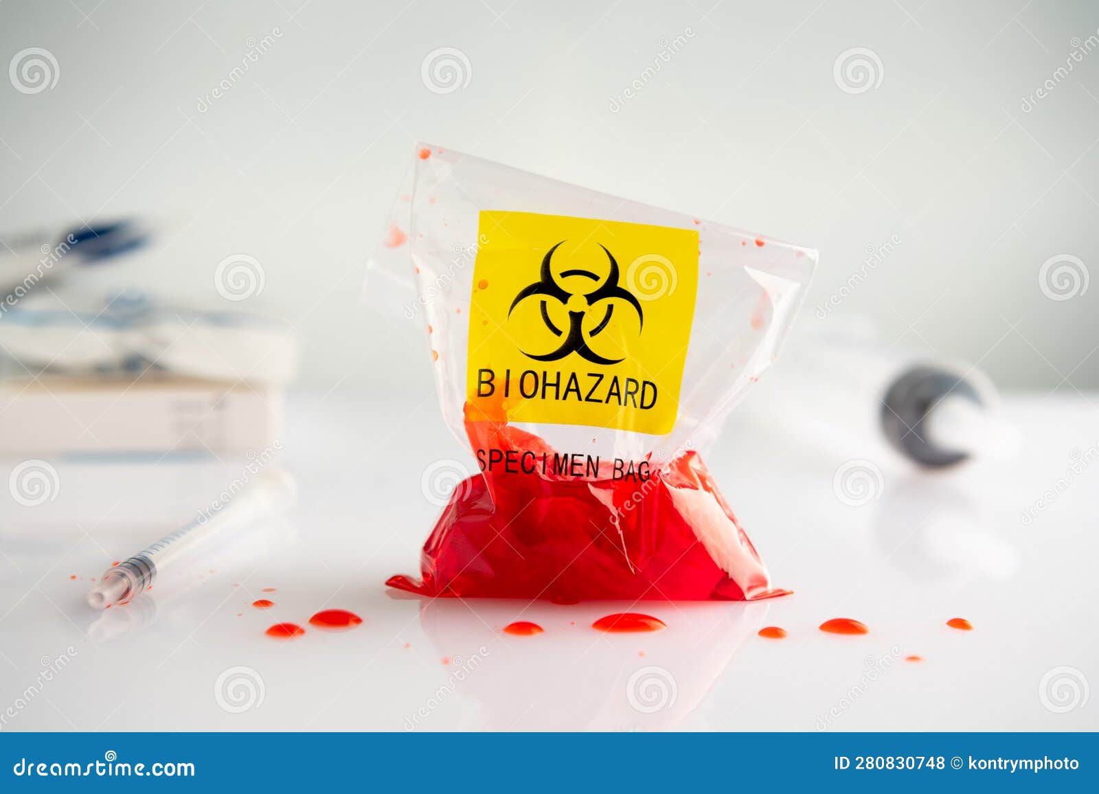 Biohazard Specimen Plastic Bag Stock Photo - Image of indoor, dangerous ...