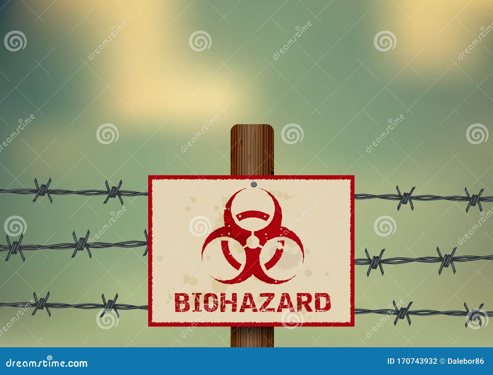 Biohazard Symbol on a Barbed Wire Fence Stock Vector - Illustration of ...