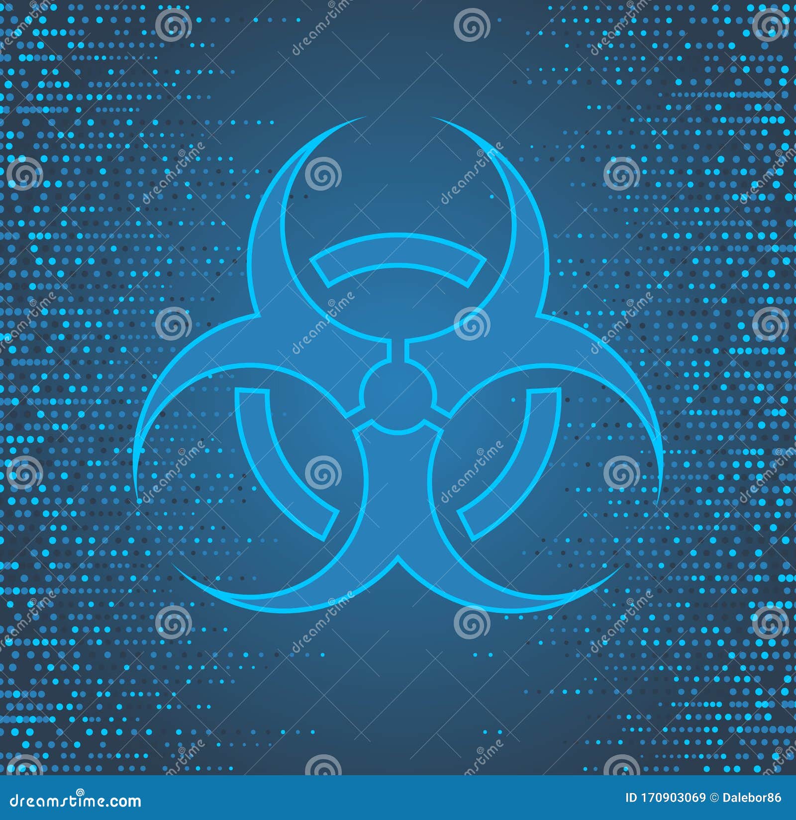 Biohazard Symbol on a Blue Futuristic Background Stock Vector ...
