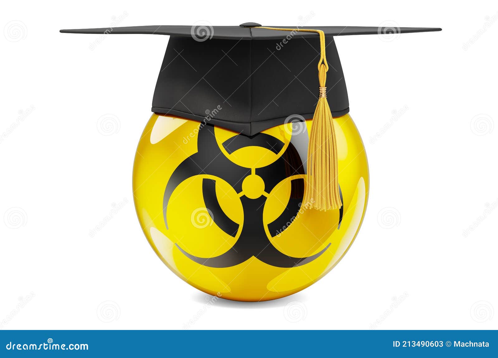 Biohazard Symbol Flag with Graduation Cap, 3D Rendering Stock ...