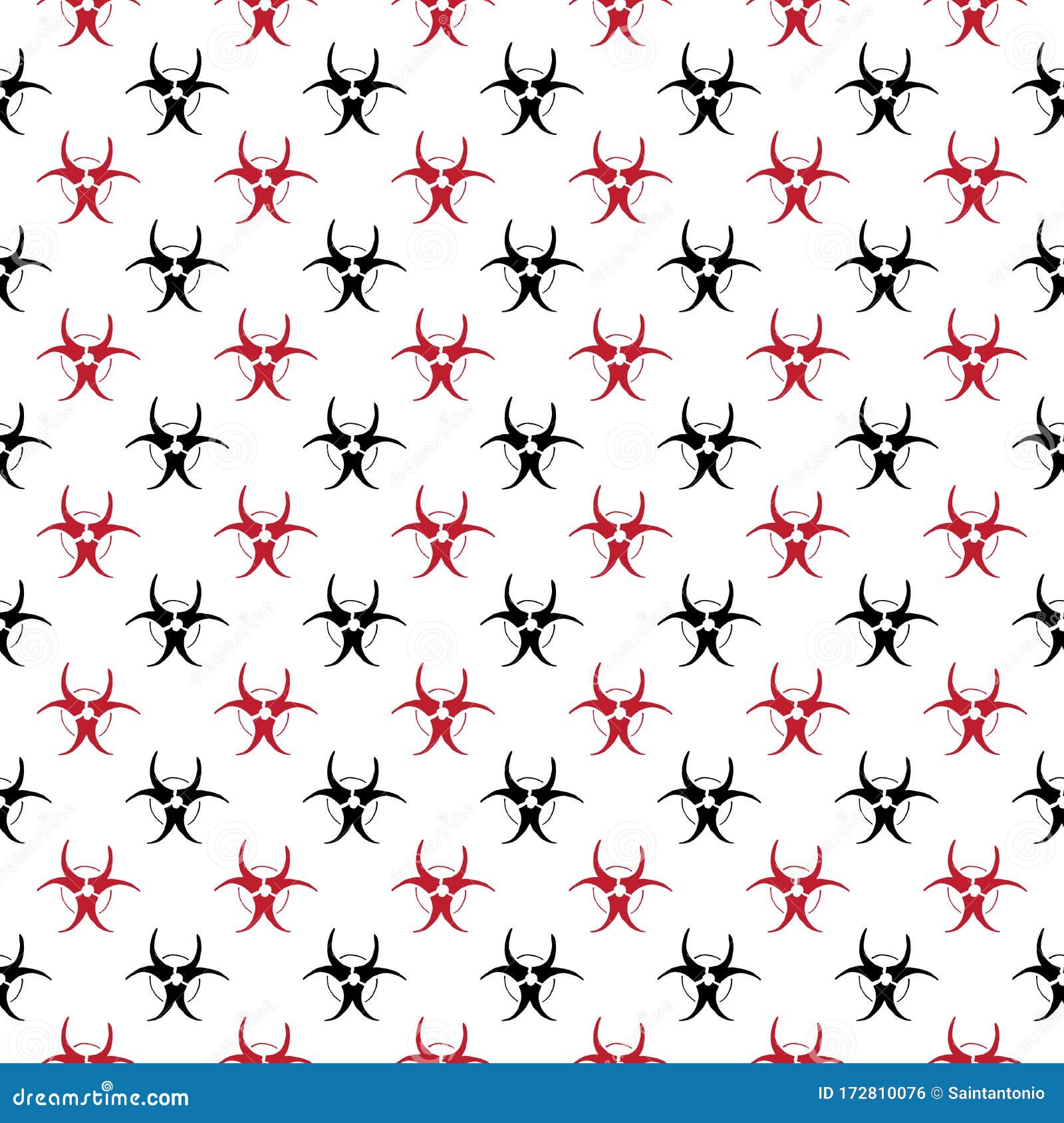 Biohazard Symbol Seamless Pattern, Hand Drawn Icon Background. Vector ...