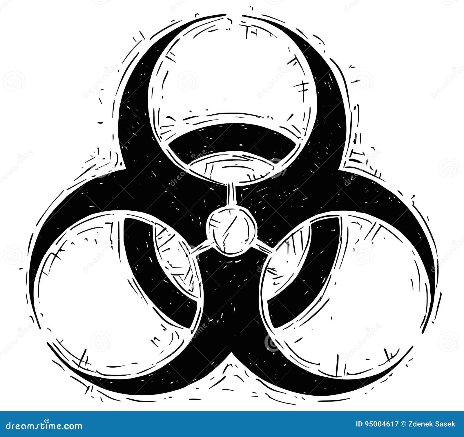 Biohazard Symbol Vector Drawing Stock Vector - Illustration of doodle ...