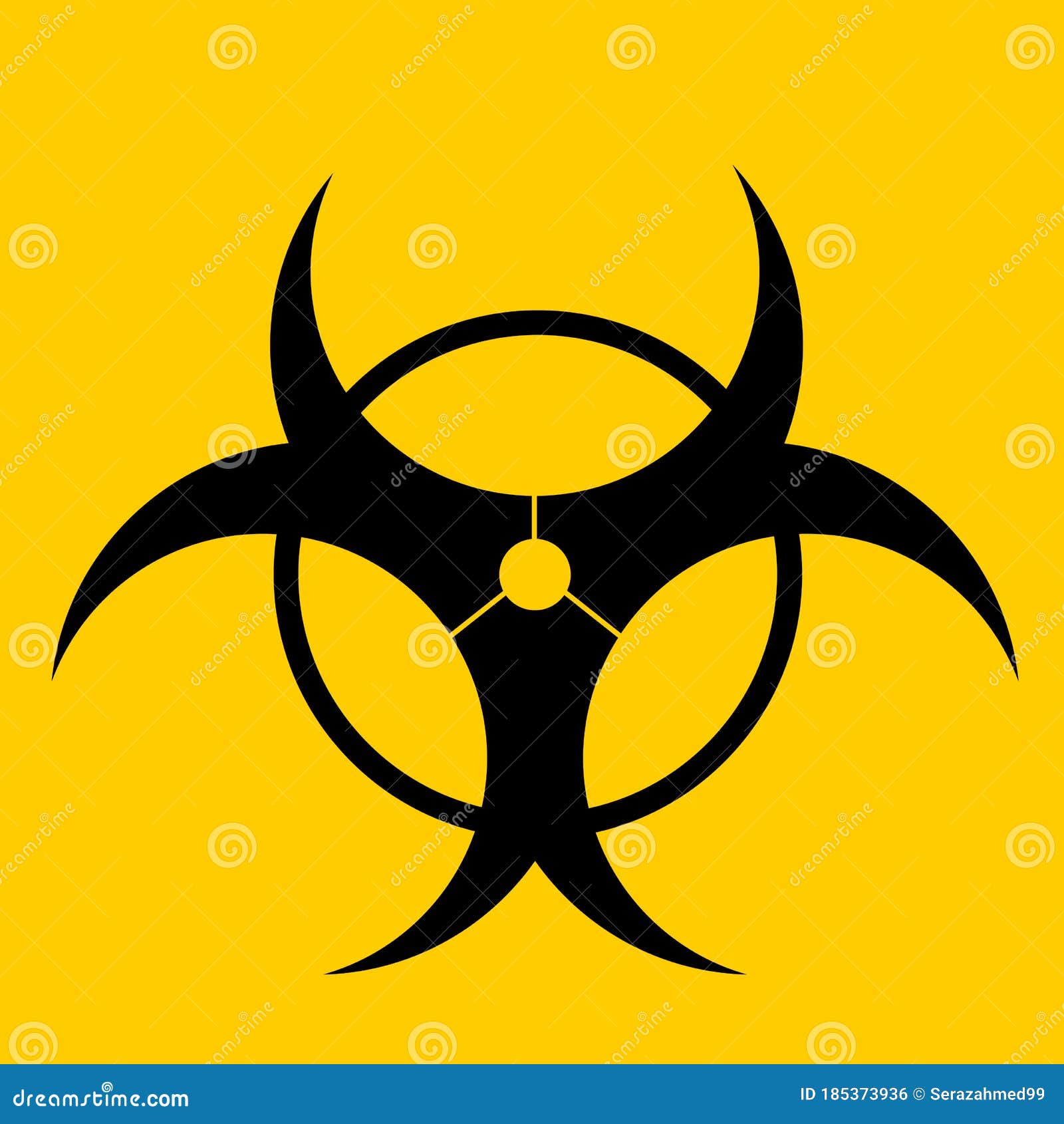 Biohazard Symbol Vector Illustration Isolated on a Yellow Background ...