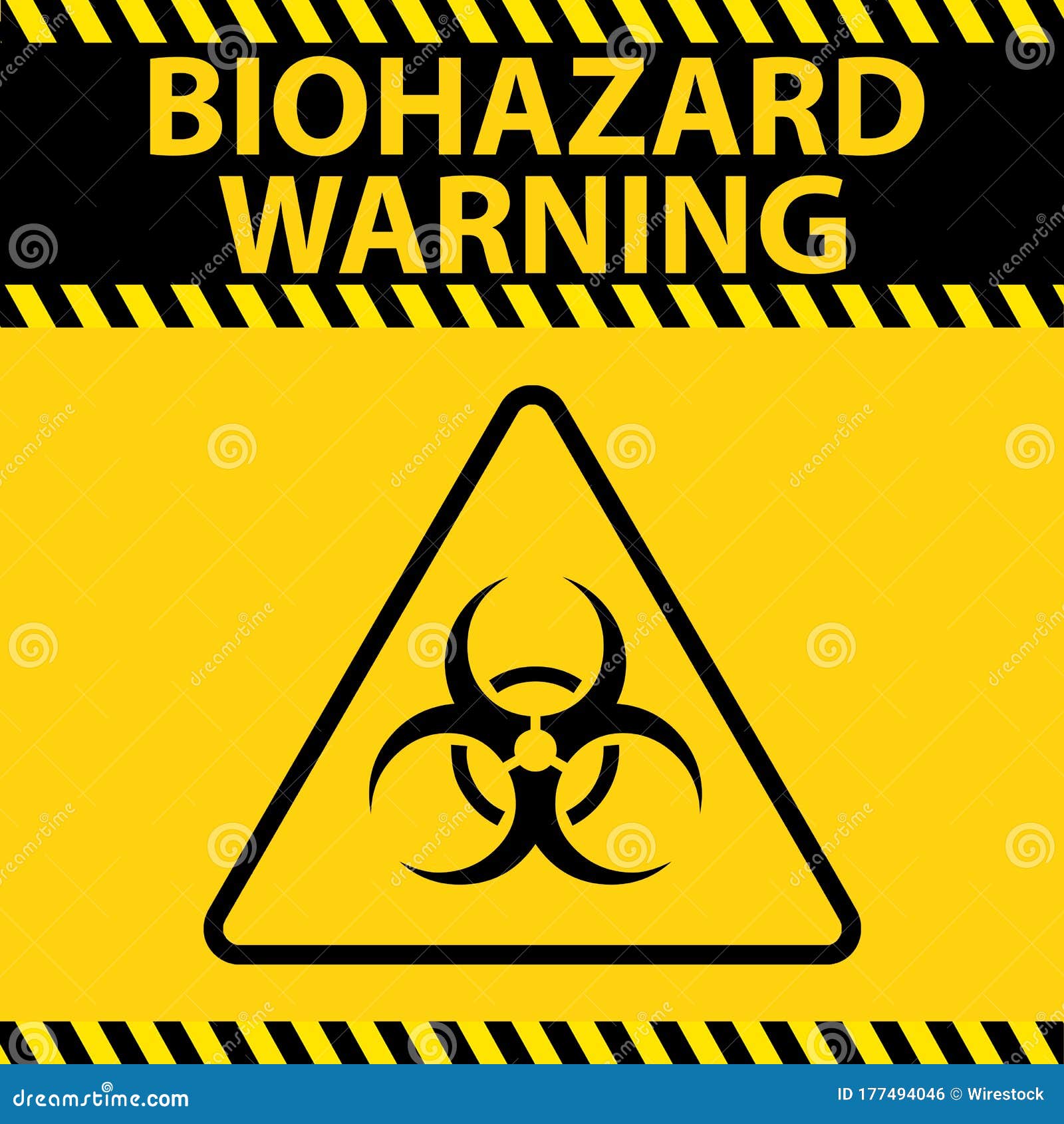 Biohazard Symbol on Yellow Triangle on Yellow Background with the Words ...
