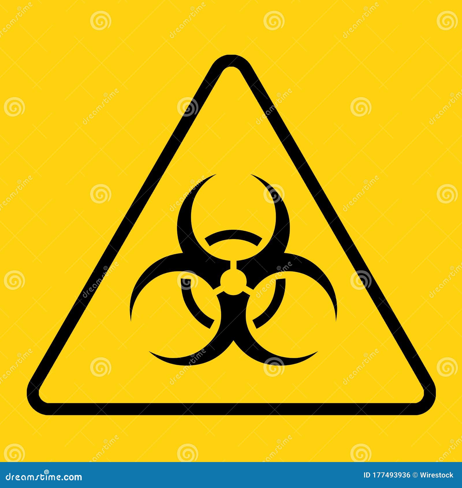 Biohazard Symbol on Yellow Triangle with Black Outline on Yellow ...
