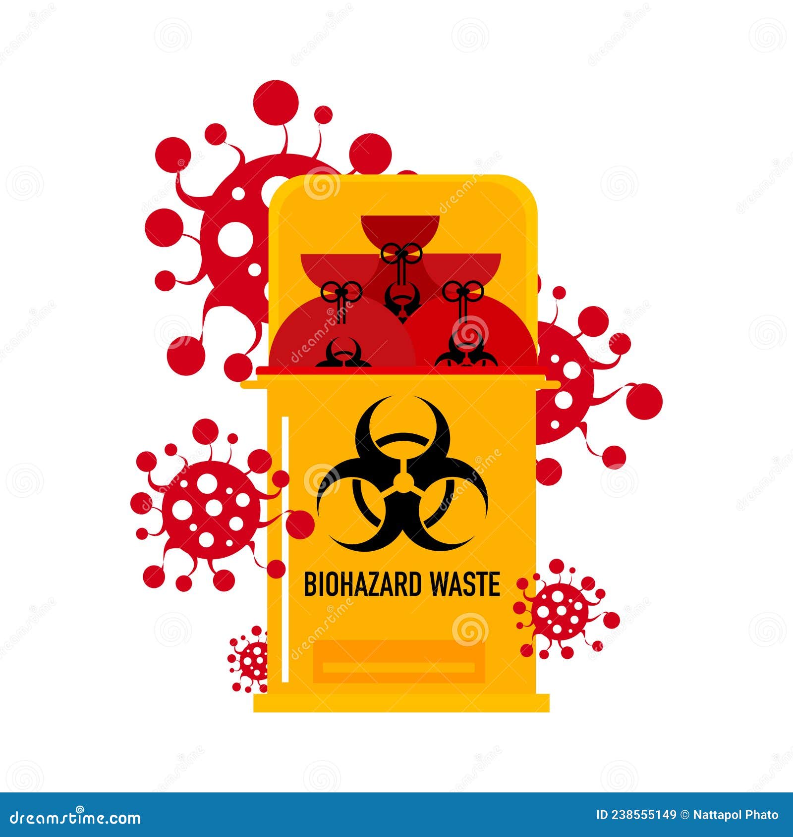 Biohazard Trashcan and Waste Illustration Stock Vector - Illustration ...