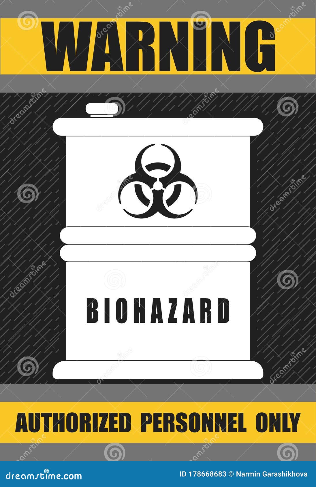 Biohazard - Vector Poster with Square Label. Toxic Barrel Icon. Stock ...