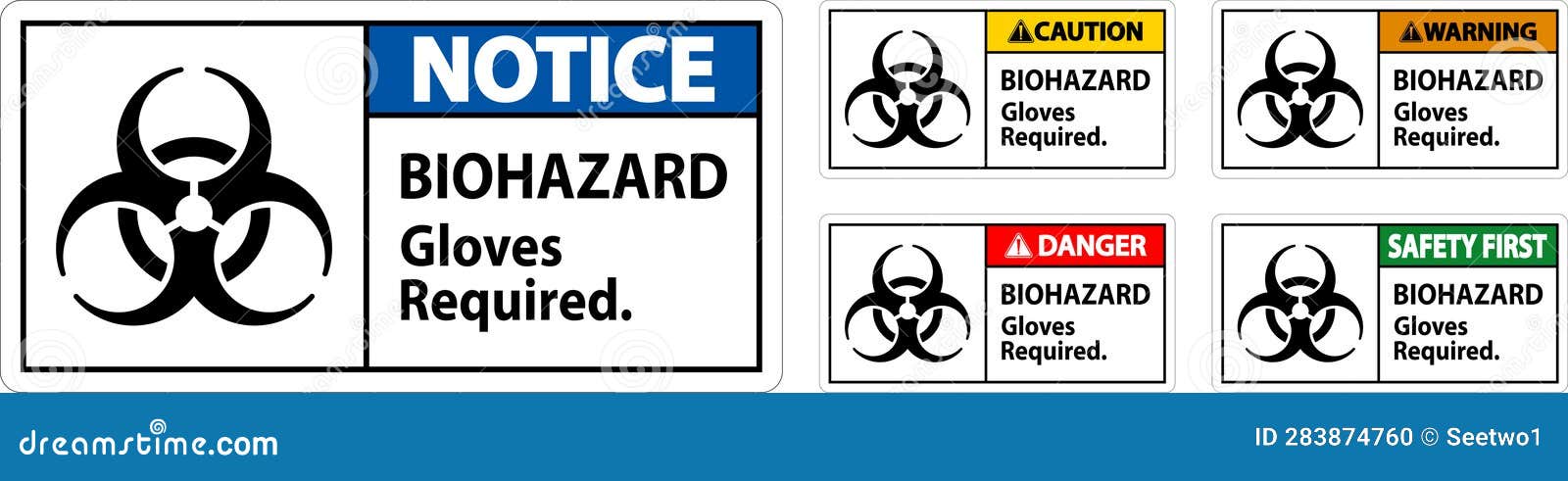 Biohazard Warning Label Biohazard Gloves Required Stock Vector ...