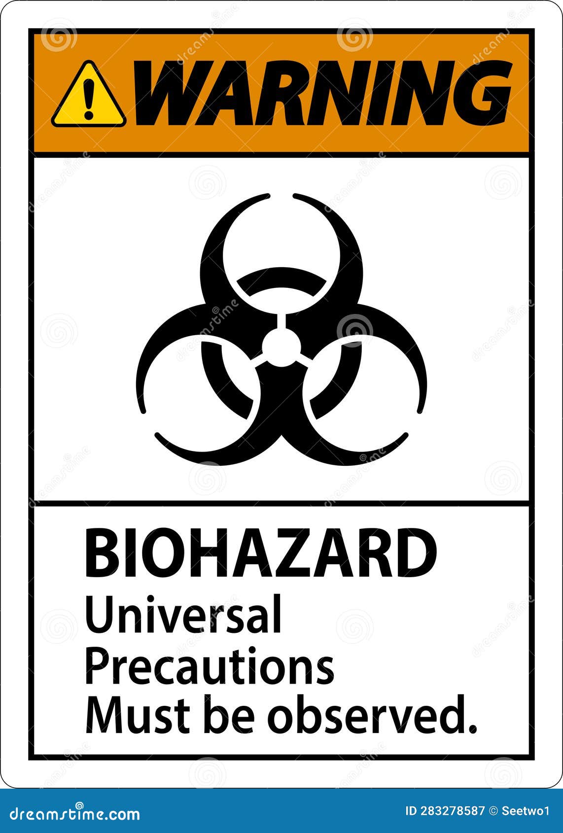 Biohazard Warning Label Biohazard Universal Precautions Must Be ...