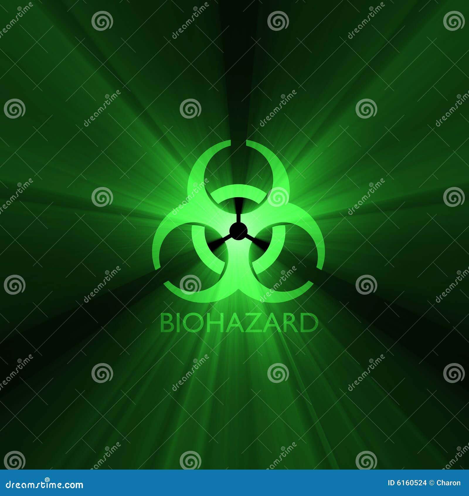Biohazard Warning Sign Green Light Halo Stock Illustration ...