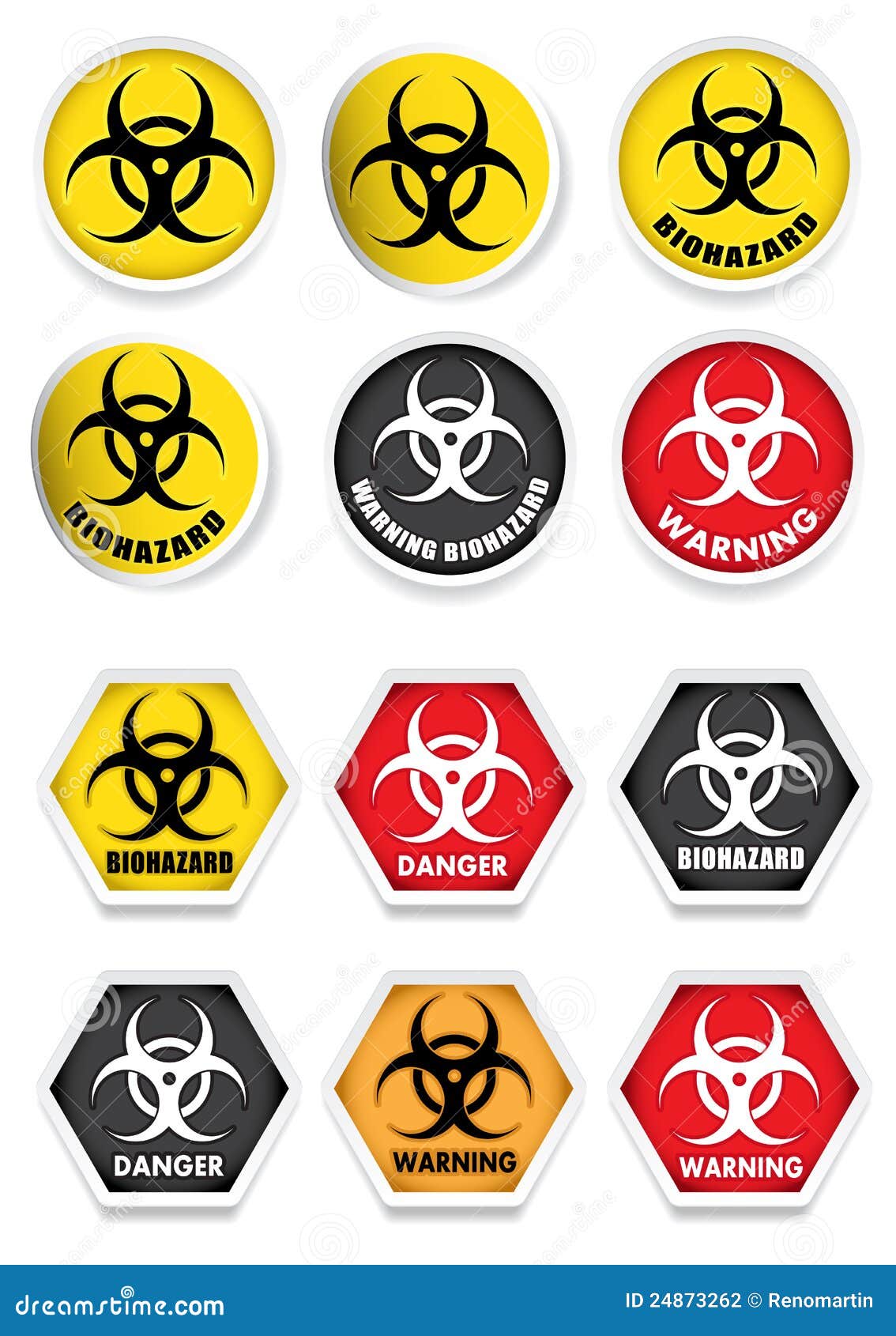 Biohazard Warning Stickers stock illustration. Illustration of modern ...