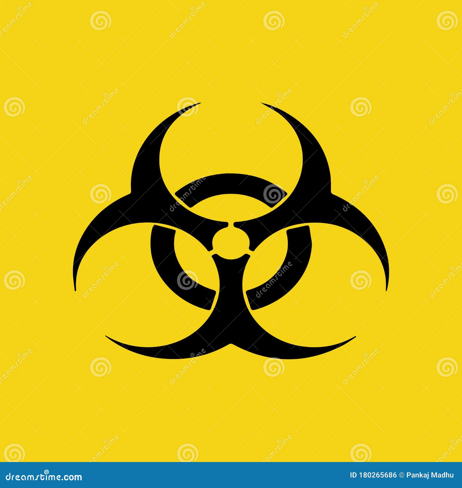Biohazard Warning Symbol Isolated on Yellow Background Stock ...
