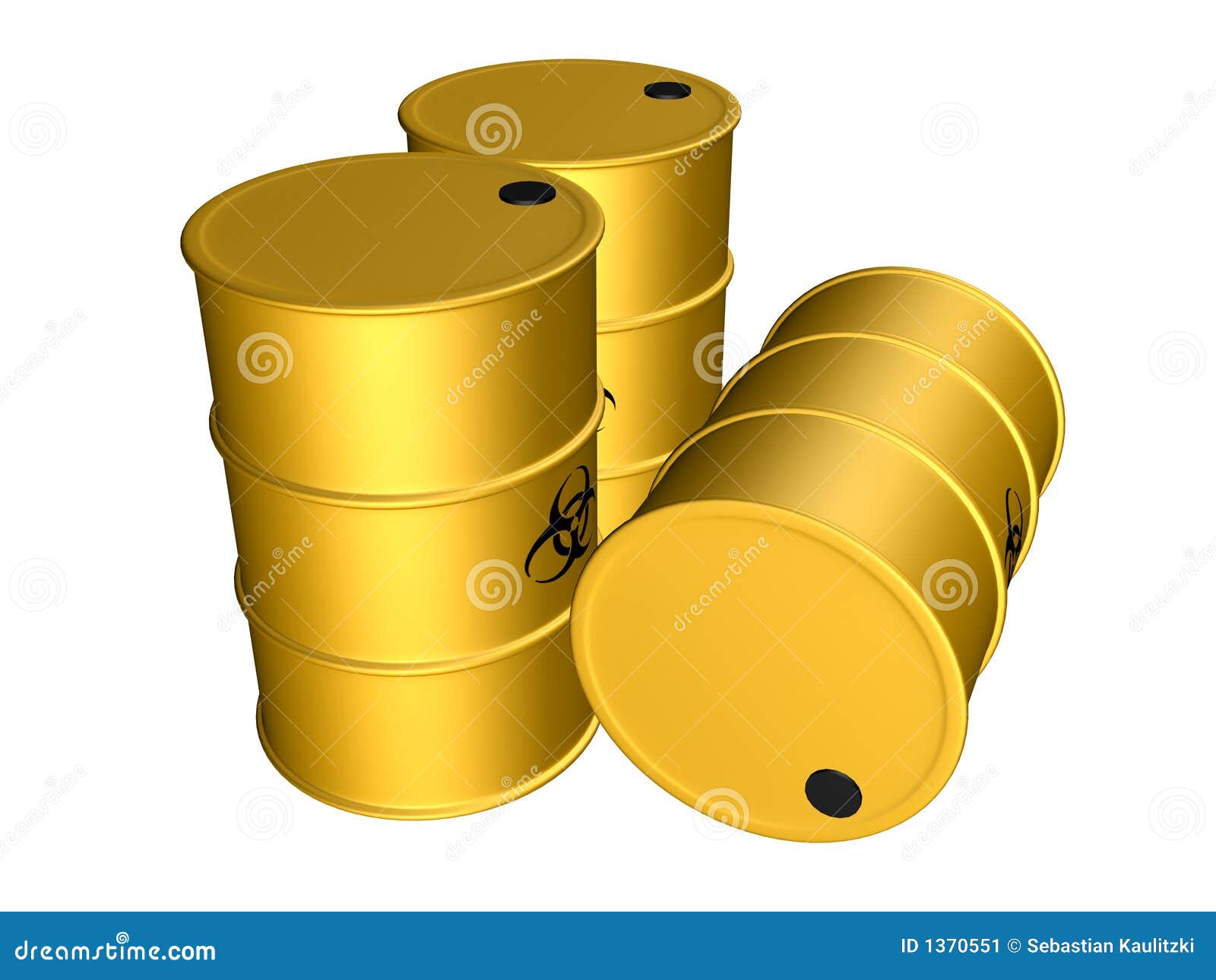 Biohazard Waste Yellow Barrels With Biohazard Symbol, Isolated On White ...