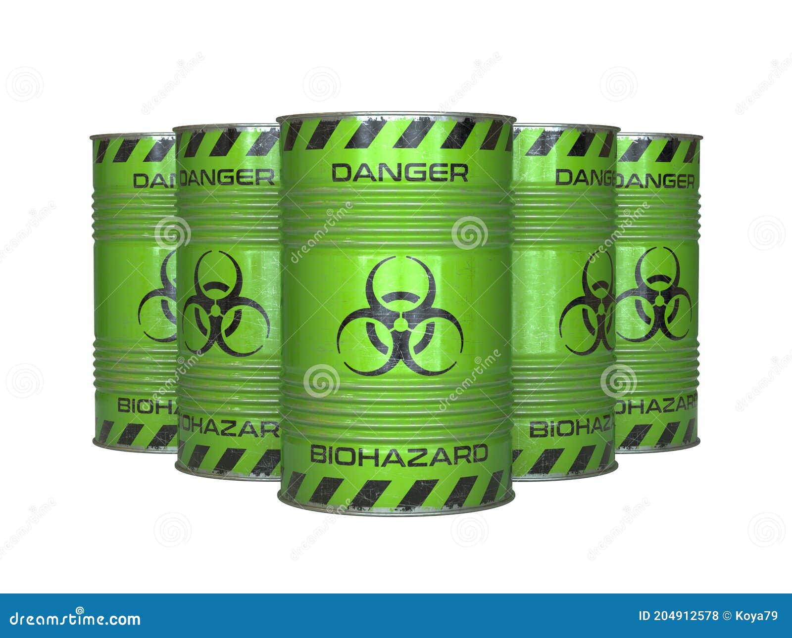 Biohazard Waste Yellow Barrels With Biohazard Symbol, Isolated On White ...