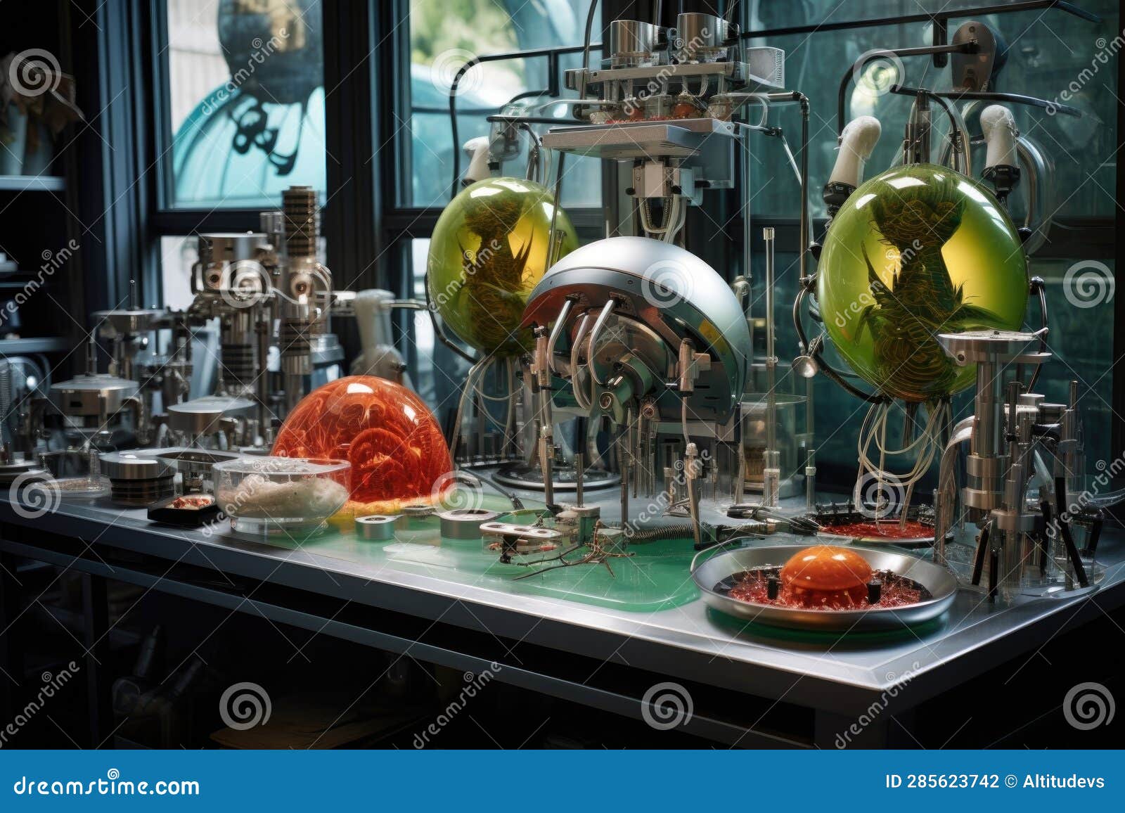 Biohybrid Robot Components on a Laboratory Table Stock Illustration ...