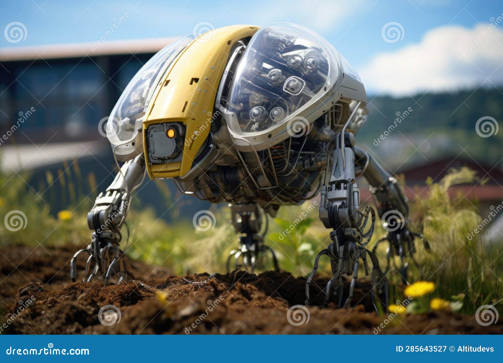 Biohybrid Robot with Solar Panels for Energy Stock Image - Image of ...