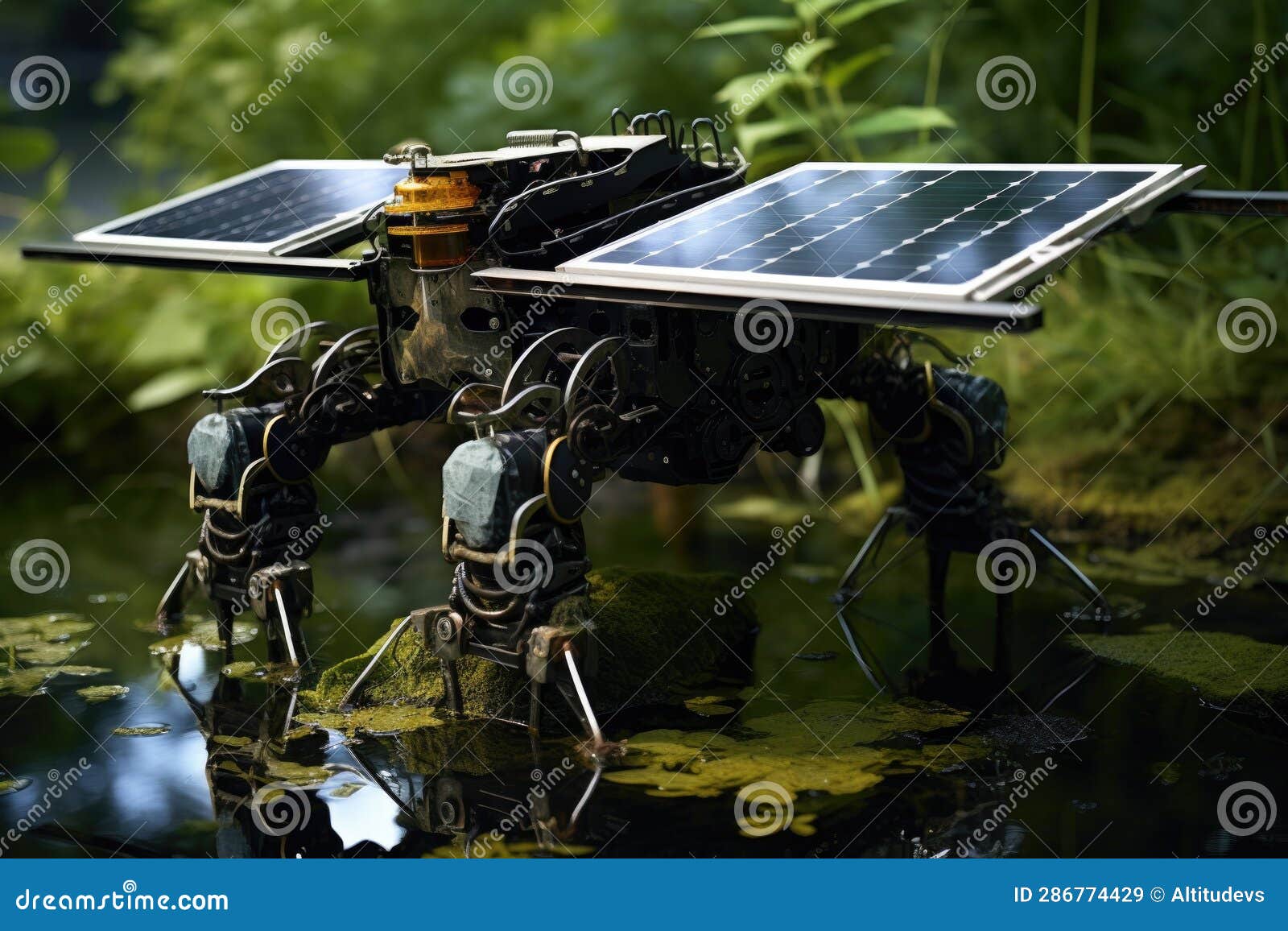 Biohybrid Robot with Solar Panels for Energy Stock Illustration ...