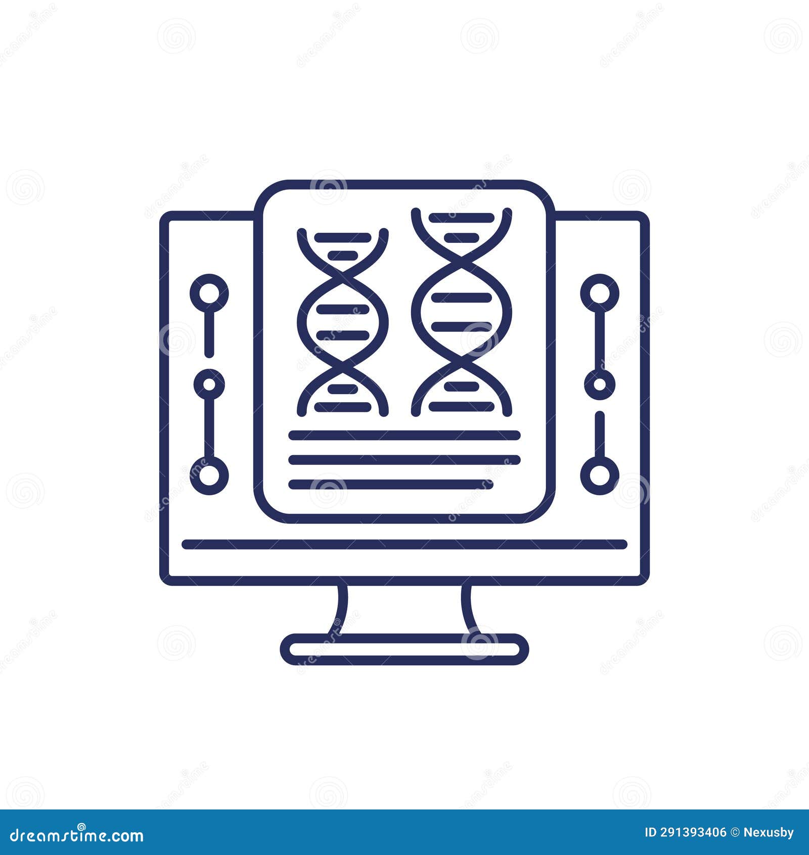 Bioinformatics Line Icon with Dna Stock Illustration - Illustration of ...