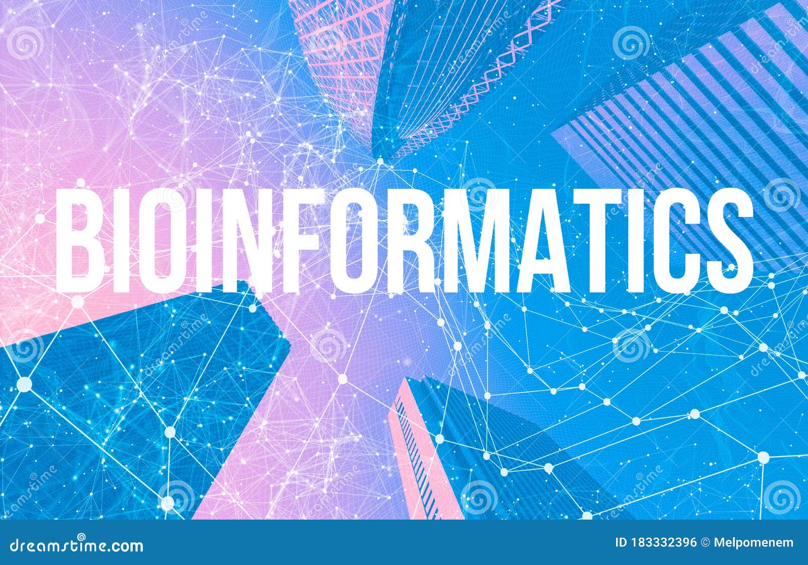 Bioinformatics Theme with Abstract Patterns and Skyscrapers Stock Photo ...