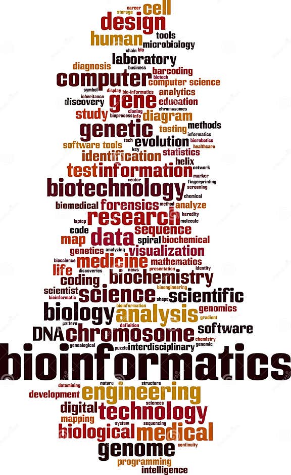 Bioinformatics word cloud stock vector. Illustration of cloud - 182054160