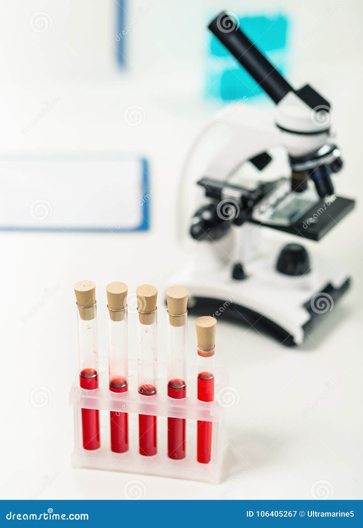 Biolab with Microscope and Tubes Stock Image - Image of instrument ...