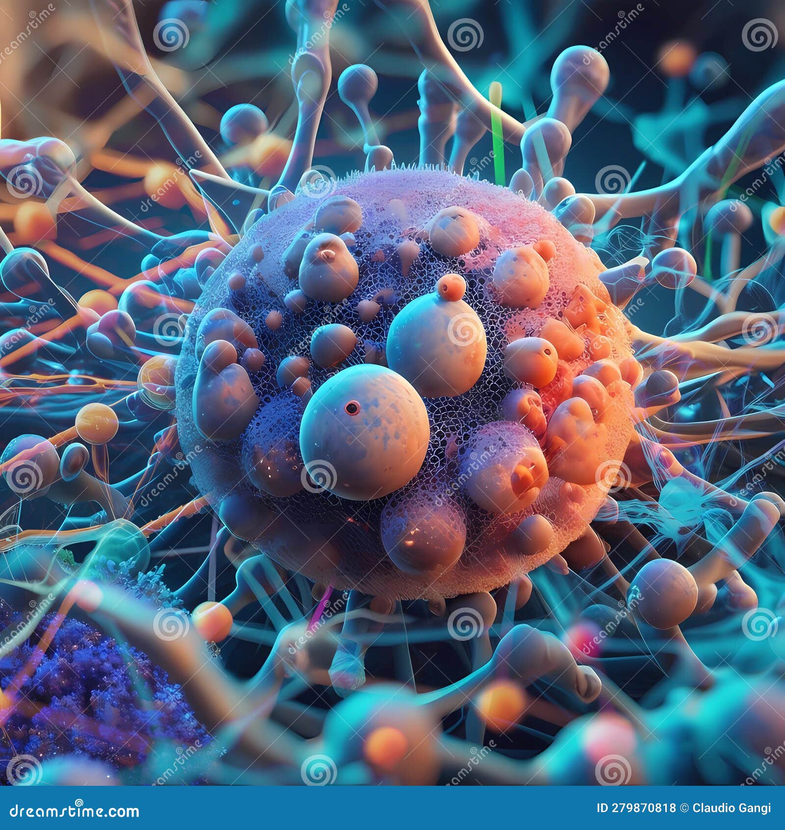Biological Cell Closeup Under A Microscope Stock Illustration Illustration Of Network Science