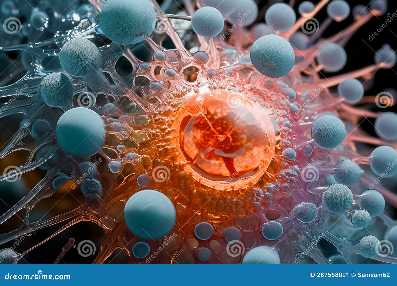 Biological Cell Structure Under a Microscope, Nanobiotechnology Concept ...