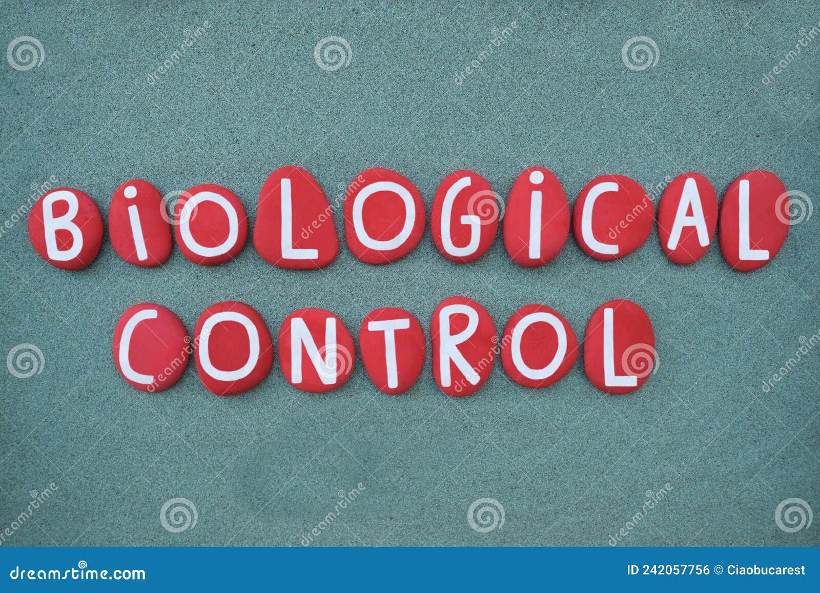 Biological Control, Creative Text Composed with Red Colored Stone ...