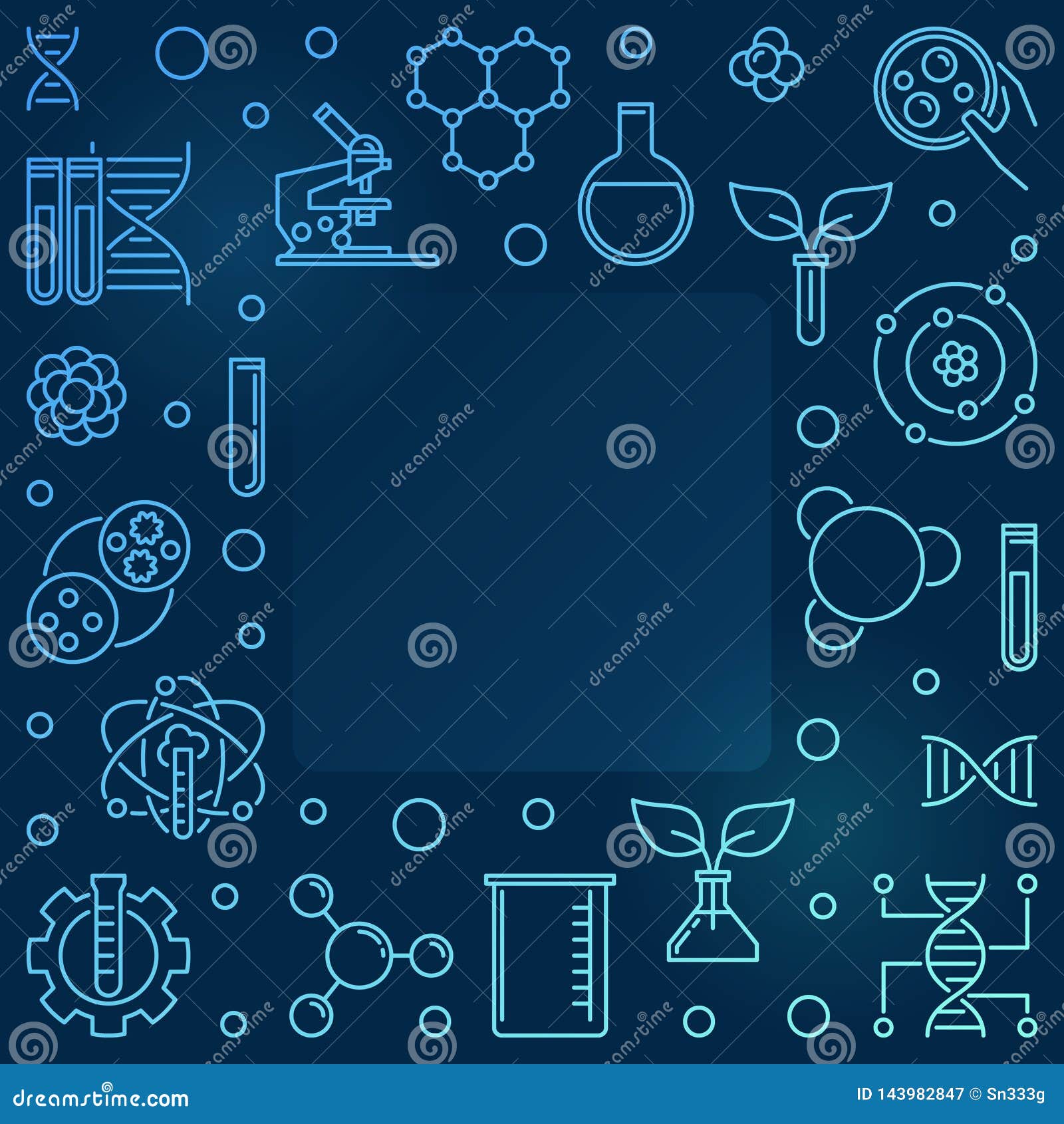 Biological Engineering Vector Outline Blue Square Frame Stock Vector ...