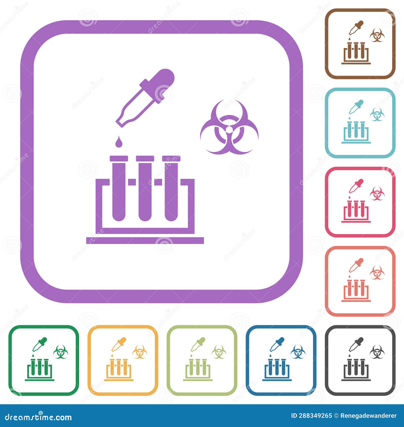 Biological Experiment Simple Icons Stock Vector - Illustration of ...